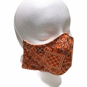 Handmade | Accessories | Orange Bandana Print Face Mask Cover Ppe ...